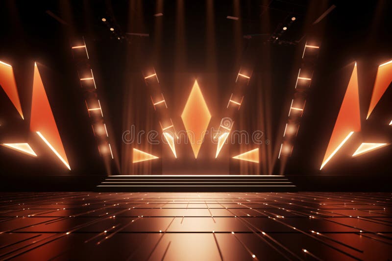 Empty Stage Light Background. Illuminated Stage with Warm Lighting ...