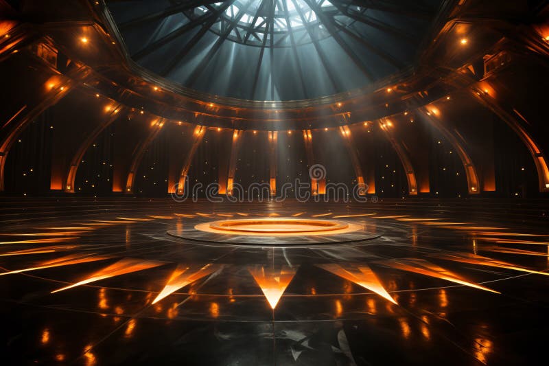 Empty Stage Light Background. Illuminated Stage with Warm Lighting ...