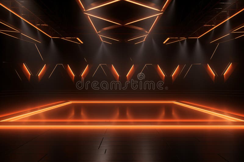 Empty Stage Light Background. Illuminated Stage with Warm Lighting ...