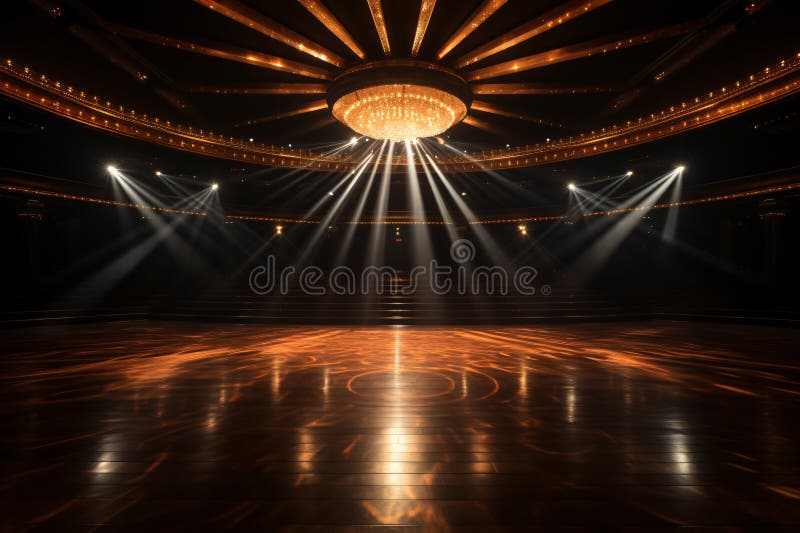 Empty Stage Light Background. Illuminated Stage with Warm Lighting ...