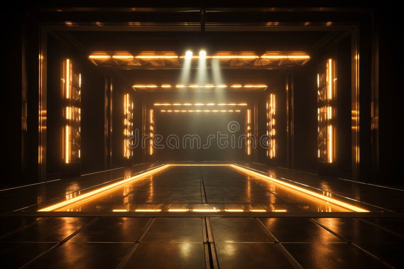 Empty Stage Light Background. Illuminated Stage with Warm Lighting Design for Modern Dance ...