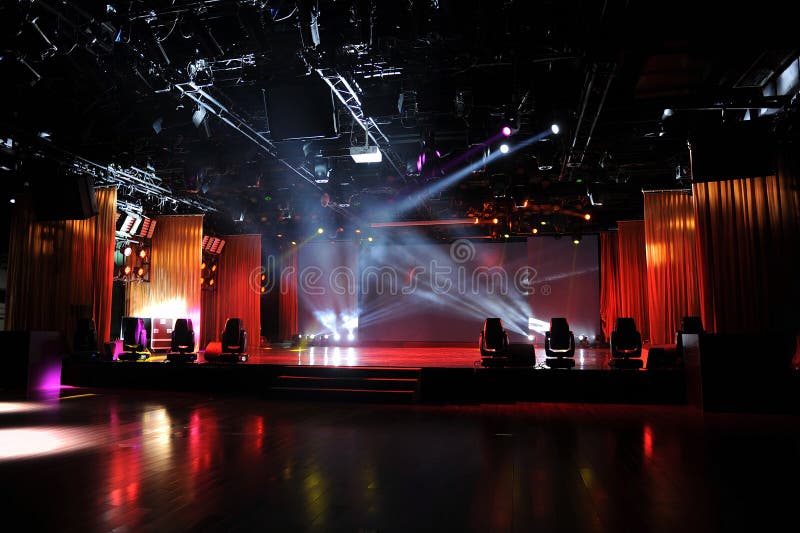 Empty stage in light beam stock photo. Image of curtains - 34679060