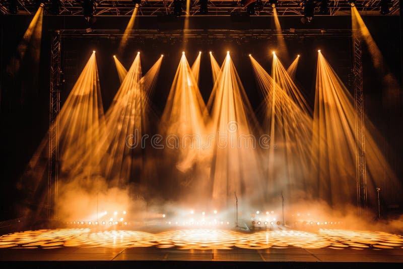 Empty Stage Lighting Background the Stage is Lit with Warm Lights To ...