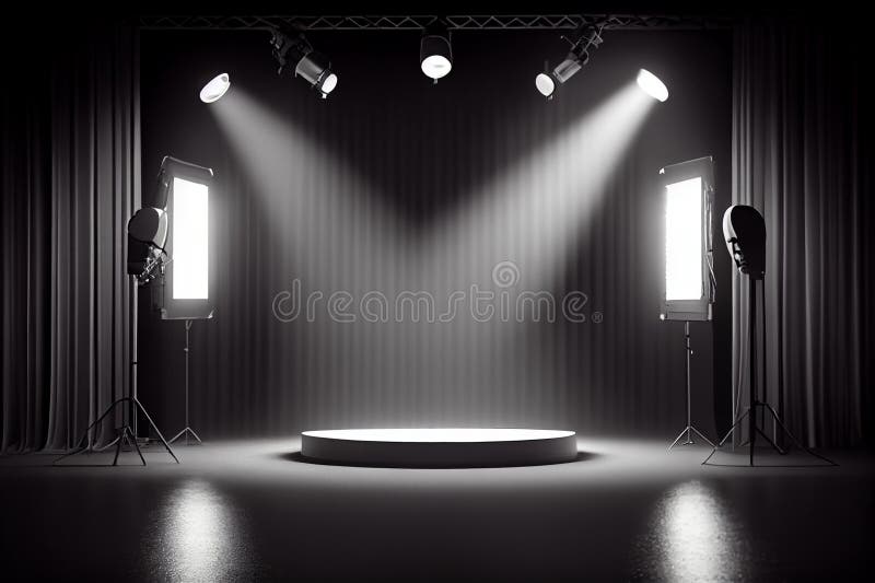 Empty Stage with Lighting Equipment on a Stage. AI Generated Stock ...