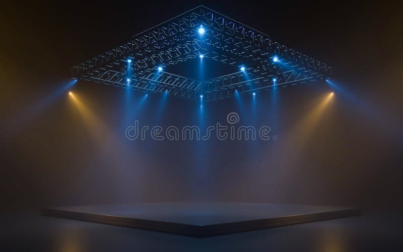 Empty Stage with Lighting Equipment Stock Illustration - Illustration ...
