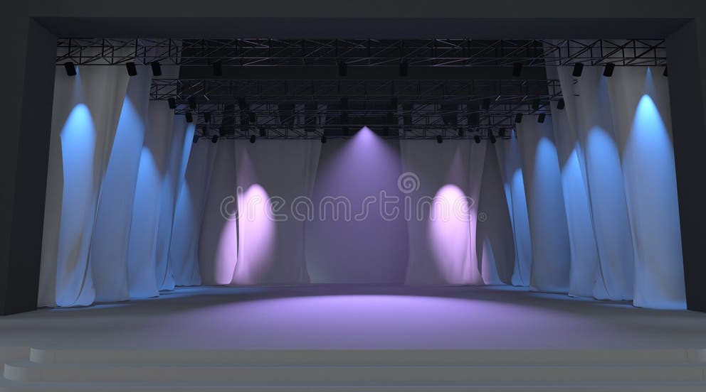 Empty stage with lights stock illustration. Illustration of event ...