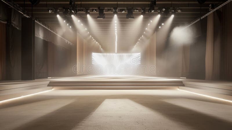 Empty Stage with Lights and Fog Stock Photo - Image of auditorium ...