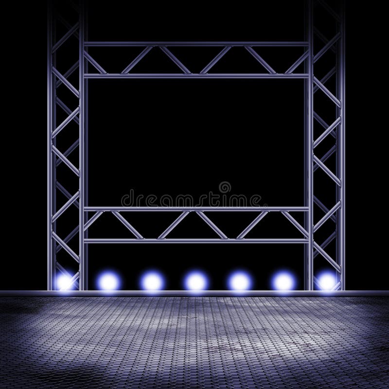 Empty stage with lights stock illustration. Illustration of scene ...