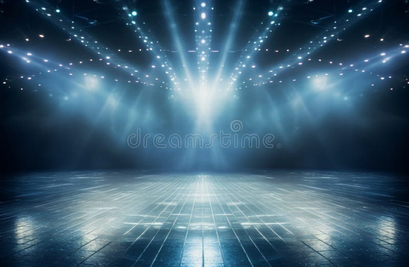 An Empty Stage with Lights and Spotlights on the Floor Stock Photo ...