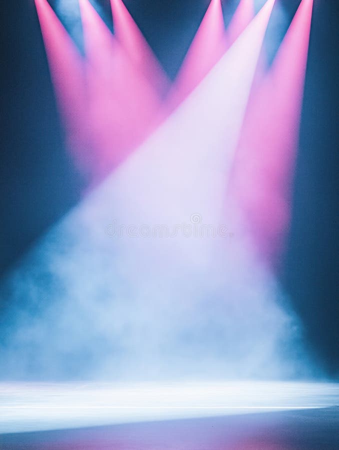 Empty Stage Lit by Pink, White Spotlights. Dramatic Lighting Creates ...