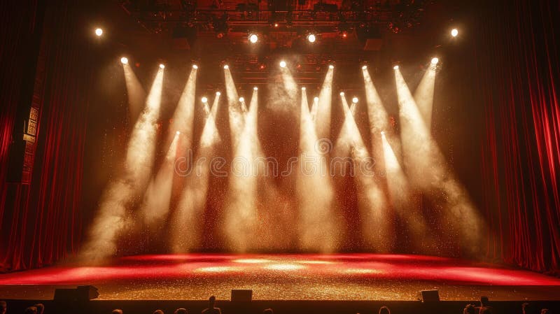 Empty Stage Lit by Spotlights Stock Illustration - Illustration of ...