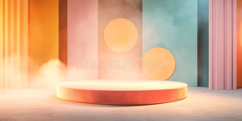Dreamy Ethereal Product Showcase Golden Stage Circle Shapes Background ...