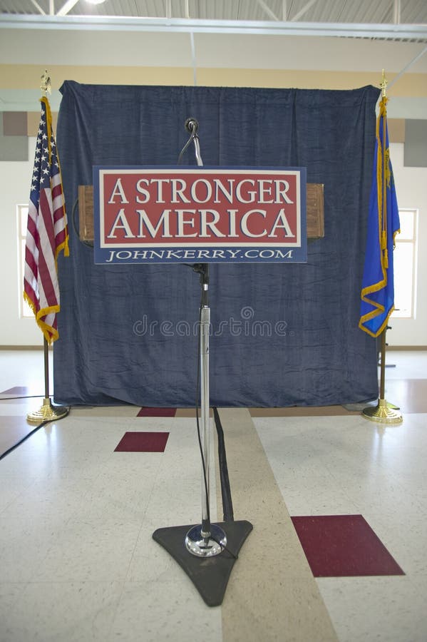 Empty Stage and Microphone at Kerry Campaign Rally Editorial Stock ...