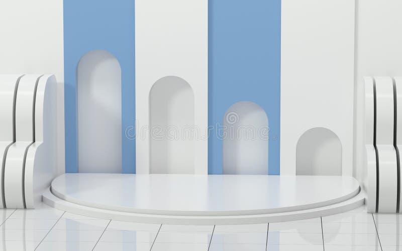 Empty Stage in the Minimalistic Room, 3d Rendering Stock Illustration ...