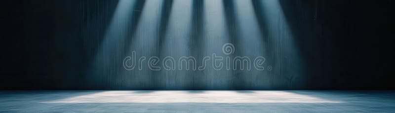 An Empty Stage with Moody Lighting and Vertical Beams of Light Shining ...