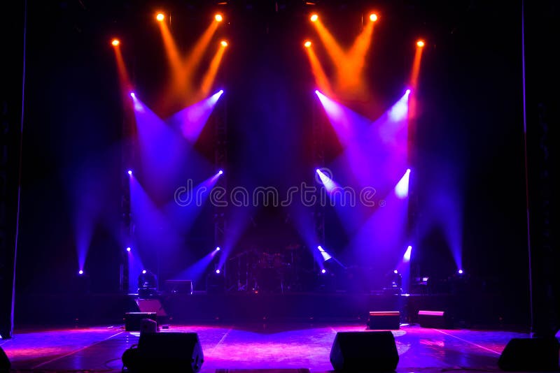 Empty Stage. Multicolored Lights, Light Show at the Concert. Stock ...