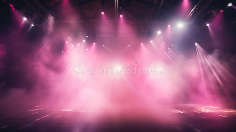 Empty Stage Pink Spotlights Smoke Sparkles Performance Stock Photos ...
