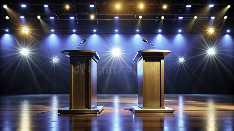 Empty Stage Podiums Under Dramatic Lighting a Landscape Photography ...
