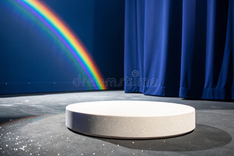 Empty Stage with Rainbow Crystal Light Refraction Stock Illustration ...