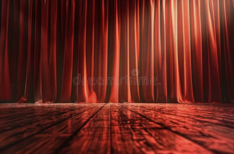 An Empty Stage with Red Curtain and Spotlight Stock Image - Image of ...