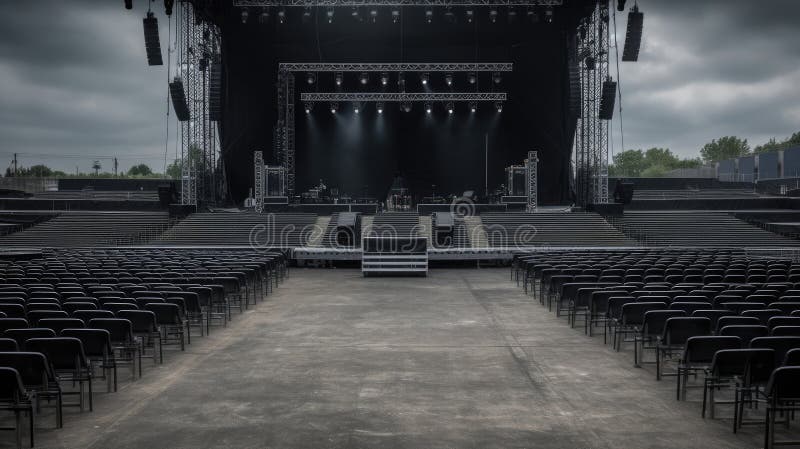 Empty Stage with Seats and Lights at the Concert Hall in Front of the ...