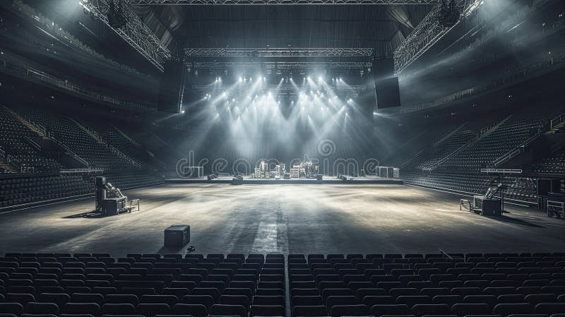 Empty Stage with Seats and Lights at the Concert Hall in Front of the ...