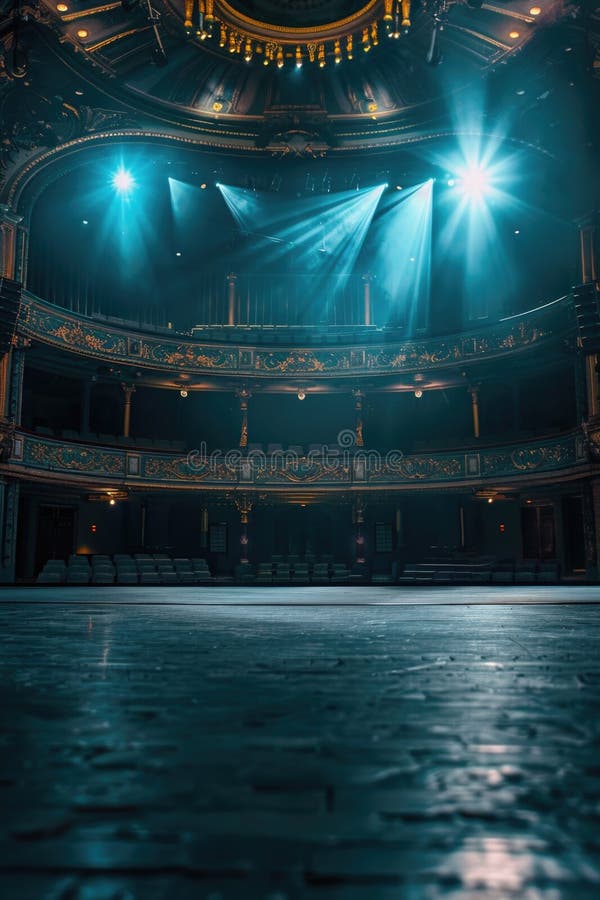 An Empty Stage Set with Lights and a Chandelier, Perfect for Any ...