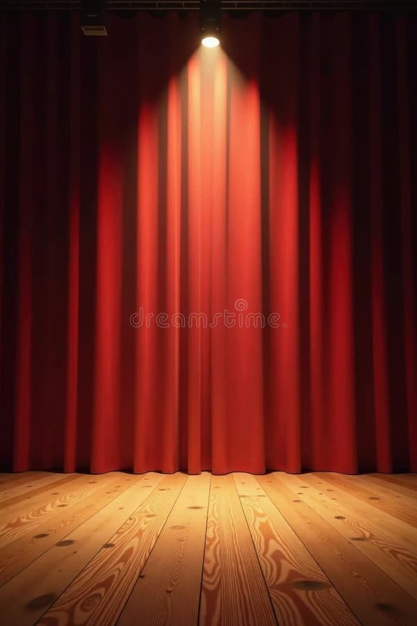 Empty Stage, Single Spotlight Illuminates Polished Wood , Auditorium ...