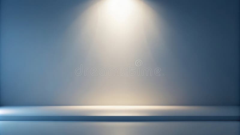 Empty Stage with Single Spotlight Illumination on a Blue Wall and ...