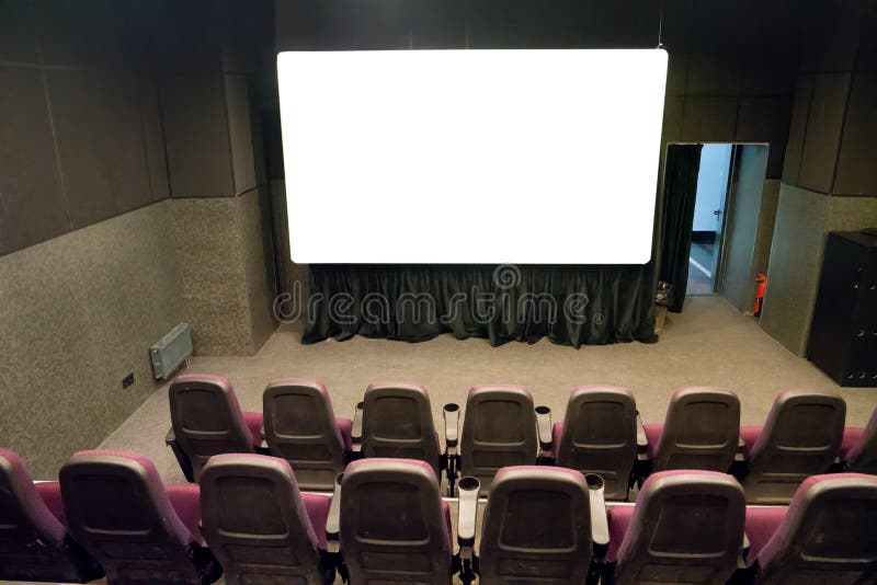 Empty Stage in the Small Movie Theater Stock Image - Image of modern ...