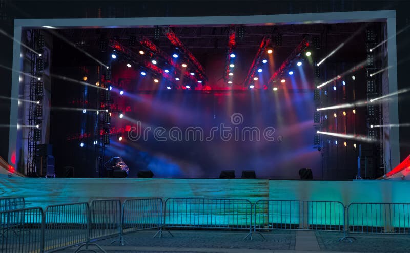 Empty Concert Stage in Light Stock Image - Image of festival, rock ...