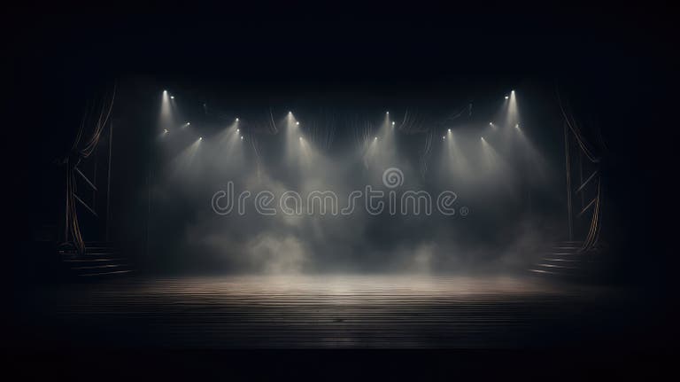 Empty Stage with Smoke and Spotlights. Stock Illustration ...