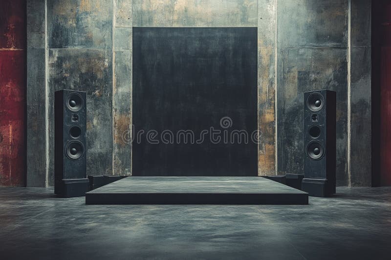 Empty Stage with Sound System in Abandoned Industrial Building Stock ...