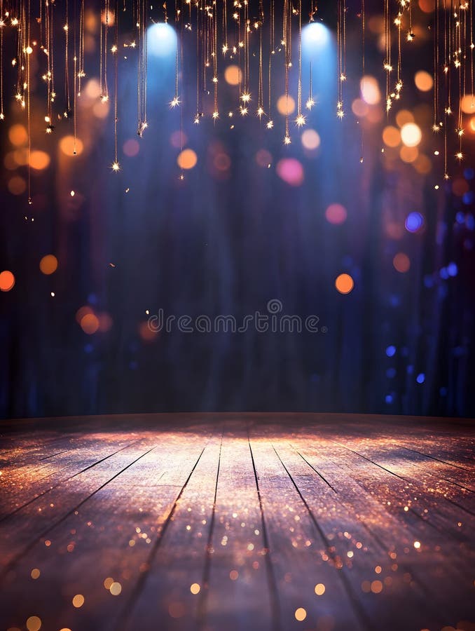 Empty Stage with Sparkly Bokeh Backdrop Ideal for Creating a Glamorous ...