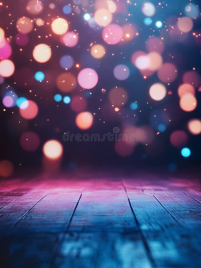 Empty Stage with Sparkly Bokeh Backdrop Ideal for Creating a Glamorous ...