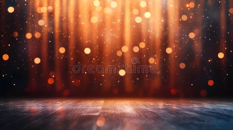 Empty Stage with Sparkly Bokeh Backdrop Ideal for Creating a Glamorous ...