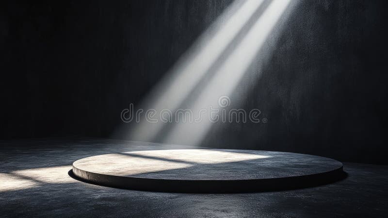 Empty Stage with Spotlight Beams in a Dark Space. Stock Photo - Image ...
