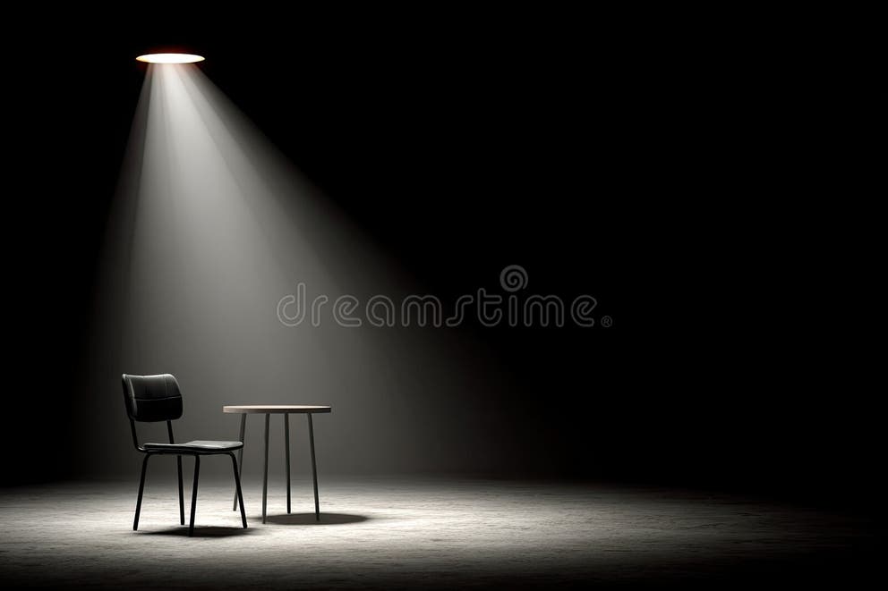 Spotlight on Empty Chair and Table Stock Illustration - Illustration of ...