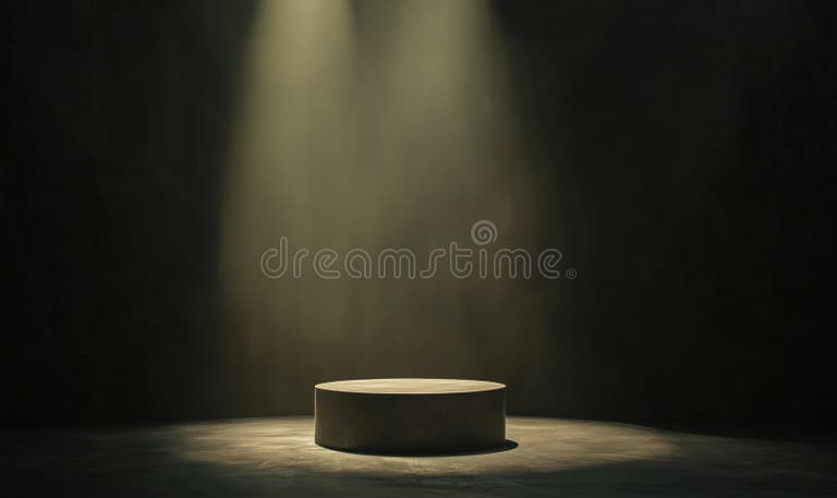 Empty Stage with Spotlight, Dark Background, Circular Platform ...