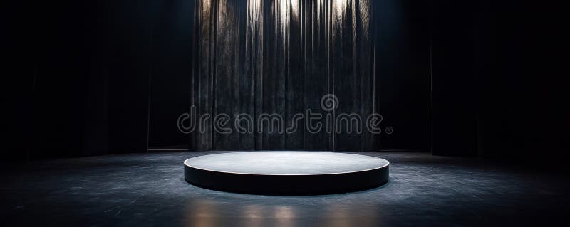 Empty Stage with Spotlight and Dark Curtains Stock Photo - Image of ...