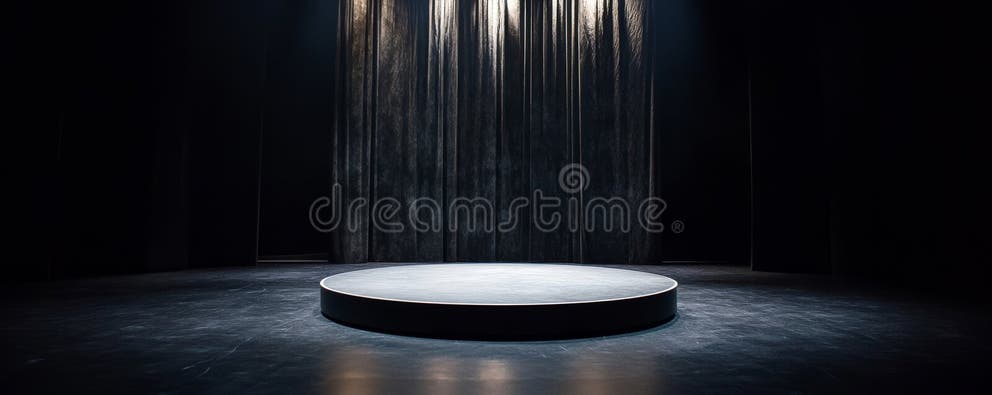 Empty Stage with Spotlight and Dark Curtains Stock Photo - Image of ...