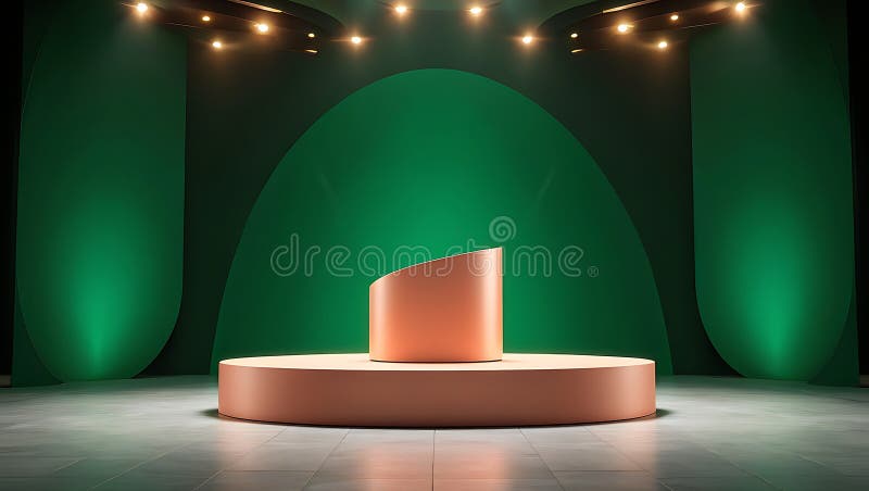 Empty Stage with Spotlight and Festive Lights Stock Illustration ...
