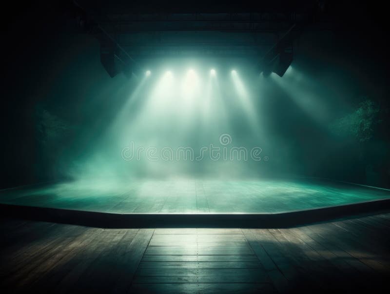 Empty Stage with a Spotlight with Fog Clouds, Photorealistic, Deep ...