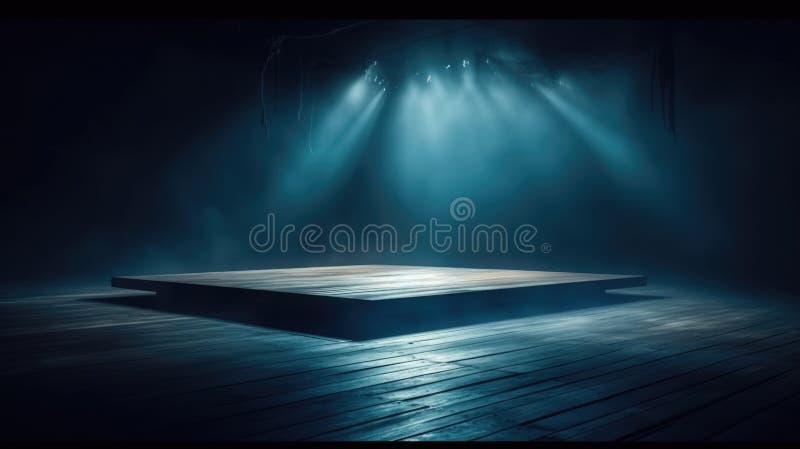 Empty Stage with a Spotlight with Fog Clouds, Photorealistic, White ...