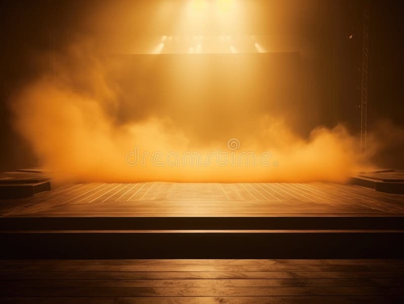 Empty Stage with a Spotlight with Fog Clouds, Photorealistic, White ...