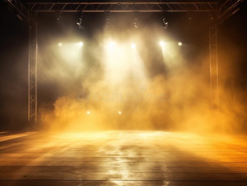 Empty Stage with a Spotlight with Fog Clouds, Photorealistic, White ...