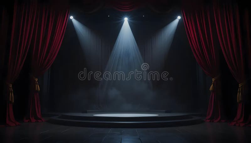 Empty Stage with Spotlights Stock Illustration - Illustration of velvet ...