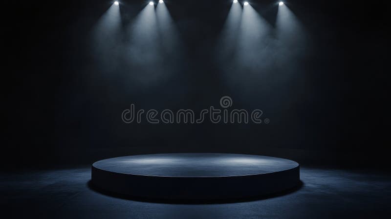 Empty Stage with Spotlights in Dark Room Stock Photo - Image of ...