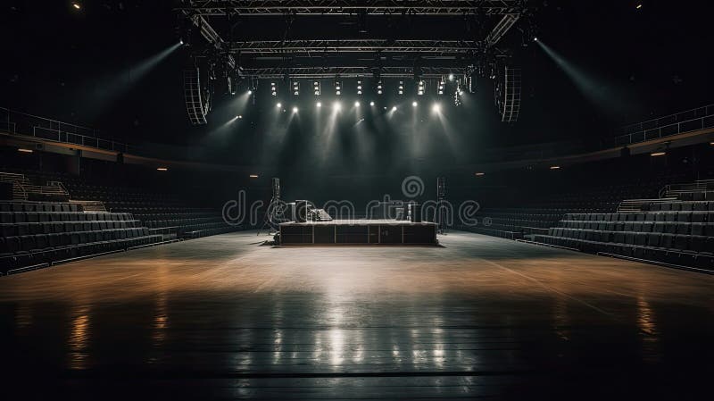 Empty Stage with Spotlights in a Dark Room. Night Scene Stock ...