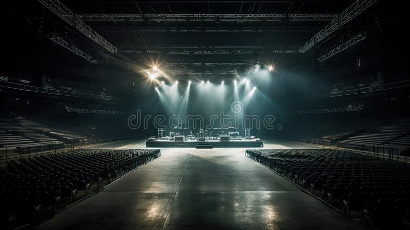 Empty Stage with Spotlights in a Dark Room. Night Scene Stock ...